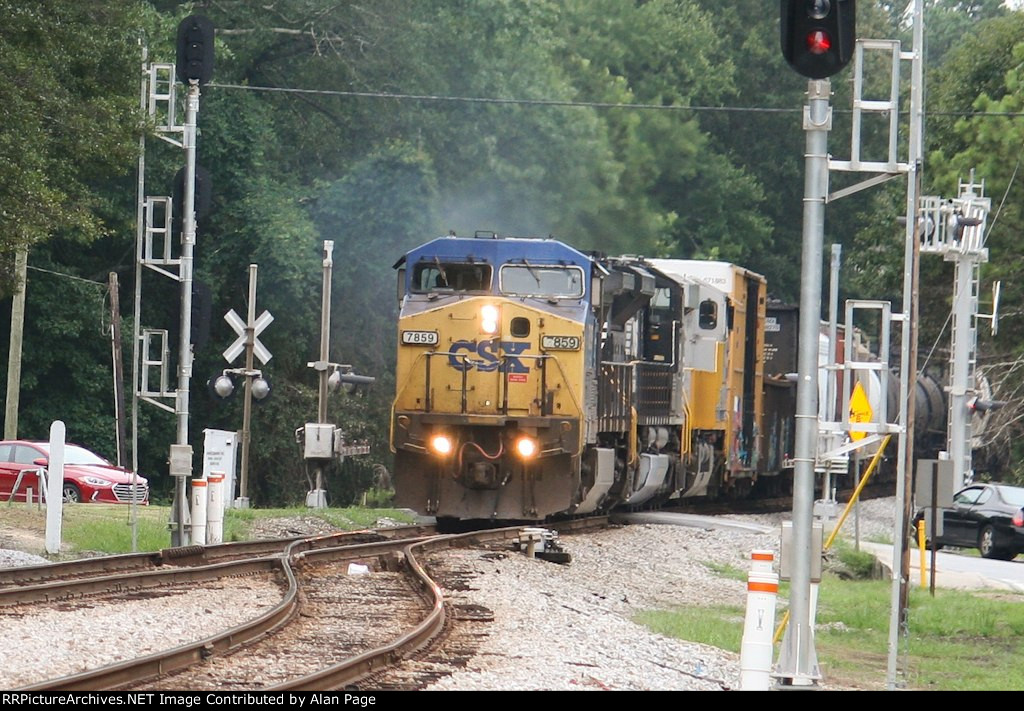 CREX ES44AC 1508 and NS SD70M 2707 give assist to CSX C40-8W 7859